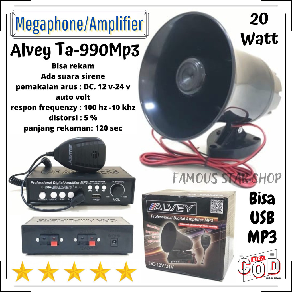 Jual Toa Mobil ALVEY TA-990MP3 - Megaphone Mobil - Perekam Suara ...