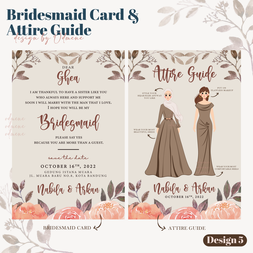 Jual Aesthetic Bridesmaid Card and Attire Guide by Odmene | Shopee ...