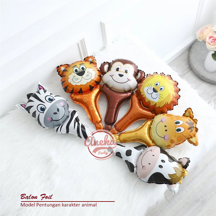 Jual balon pentung animal head / balon foil tongkat stick animal satwa ...