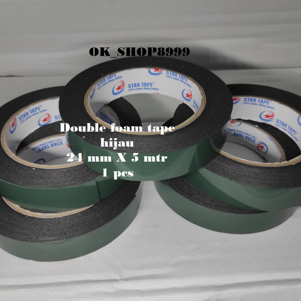 Jual Double Tape Foam Hijau Star Tape 1 inch x 5 meter | Shopee Indonesia