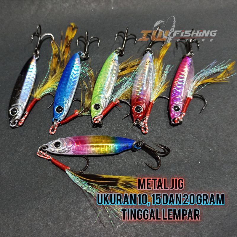 Jual Metal jig berat 7, 10, 15 dan 20 gram komplit tinggal lempar komplit dengan treblehook dan ...