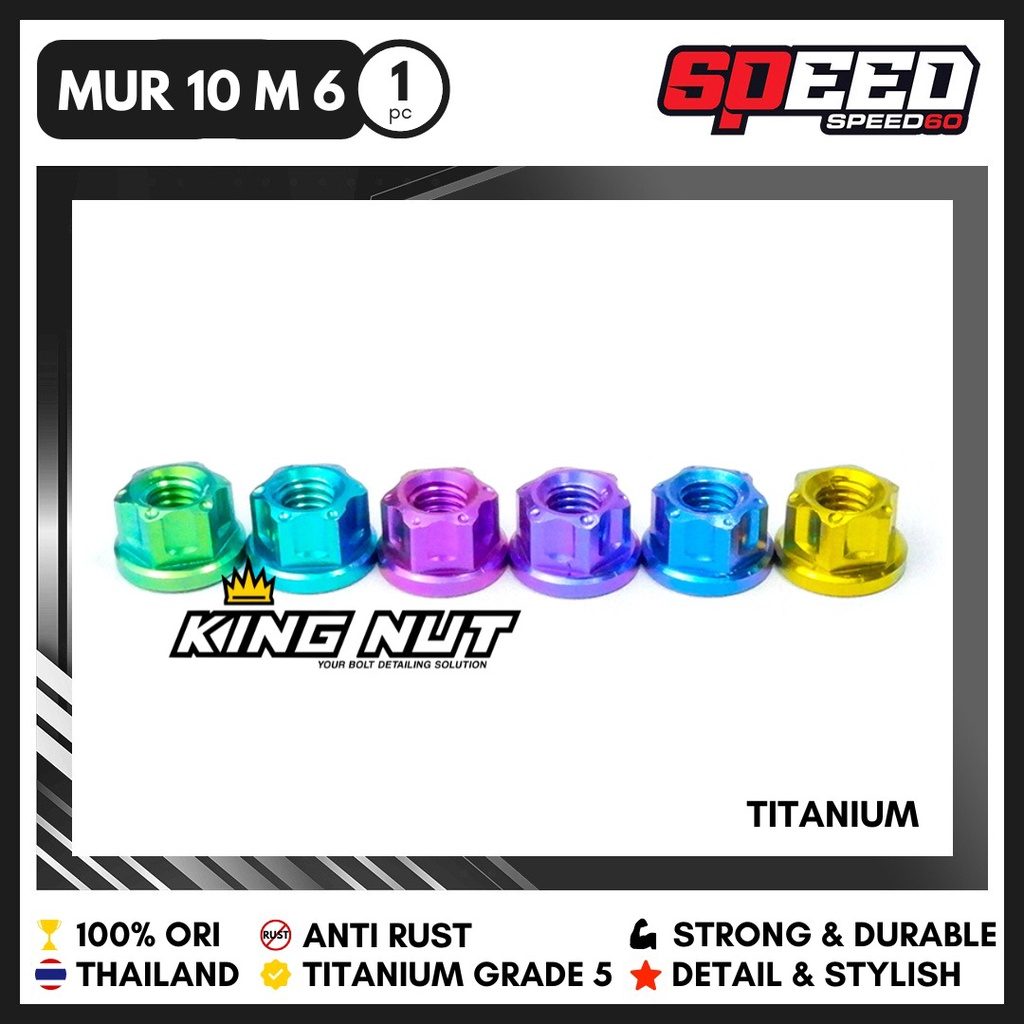 Jual Mur 10 M 6 Mur Probolt Titanium Grade 5 Thailand King Nut | Shopee ...