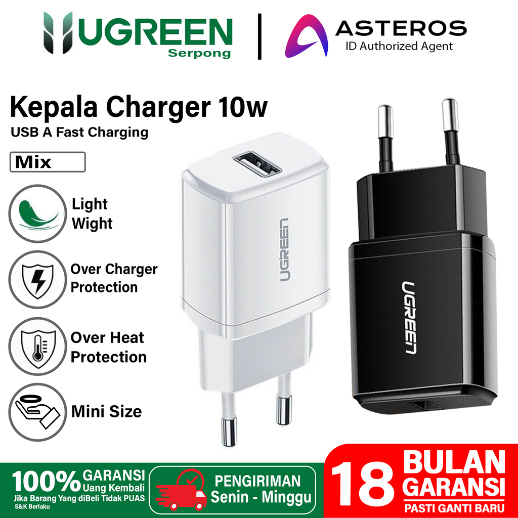 Jual UGREEN Kepala Charger Fast Charging USB A 10W Quick Charger Adaptor For iPhone Android ...