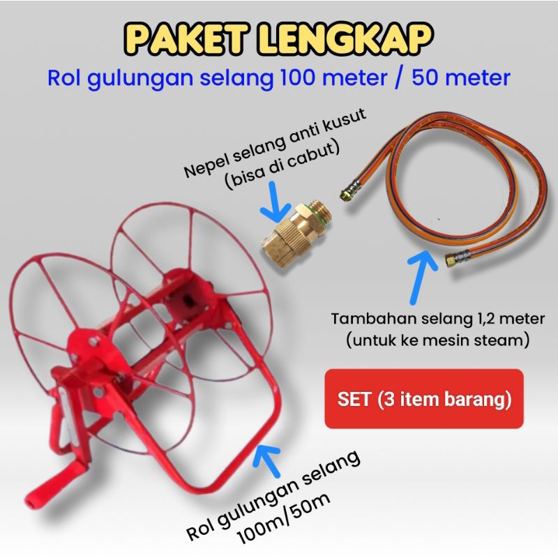Jual Alat gulung | gulungan selang air 50, 100 meter hose reel tanpa ...