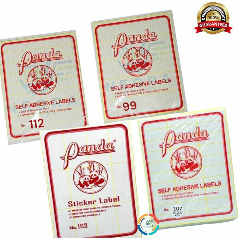 Jual Sticker Label Self Adhesive Label Panda No. 99 |103 |107 |112 ...