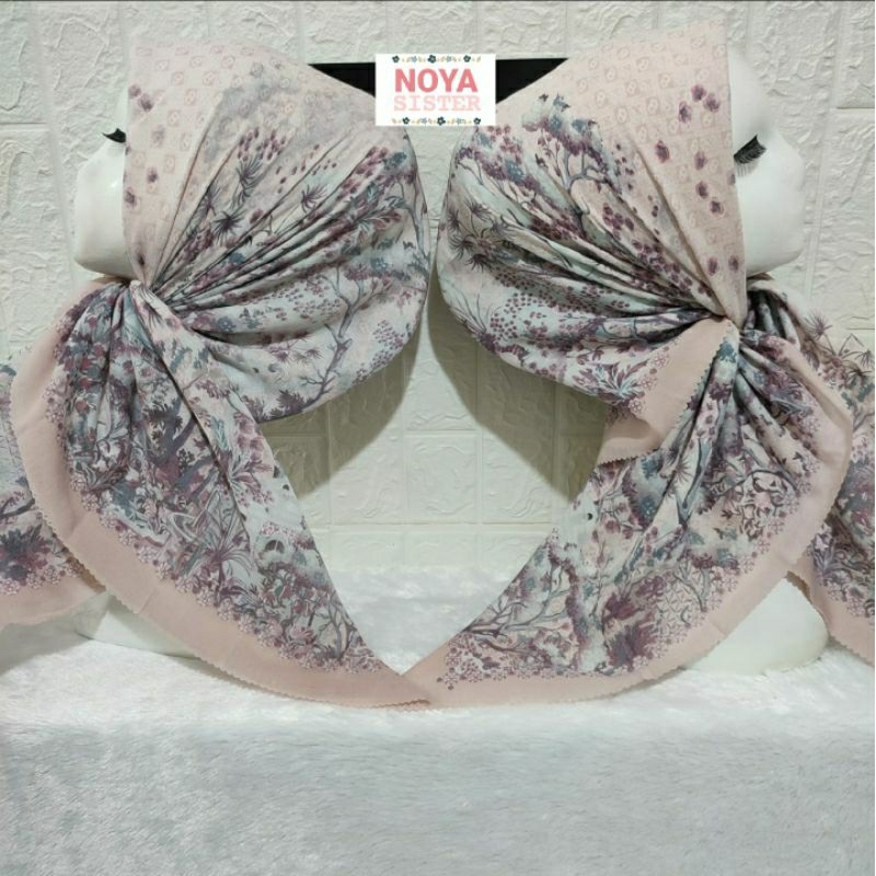 Jual Jilbab segiempat motif coklat susu krem voal premium kerudung Lacercut | Shopee Indonesia