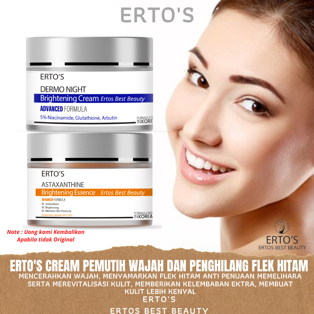 Jual Ertos Paket Cream Whitening Flek hitam Krim Siang Malam ( Astaxanthine & Night Cream ...