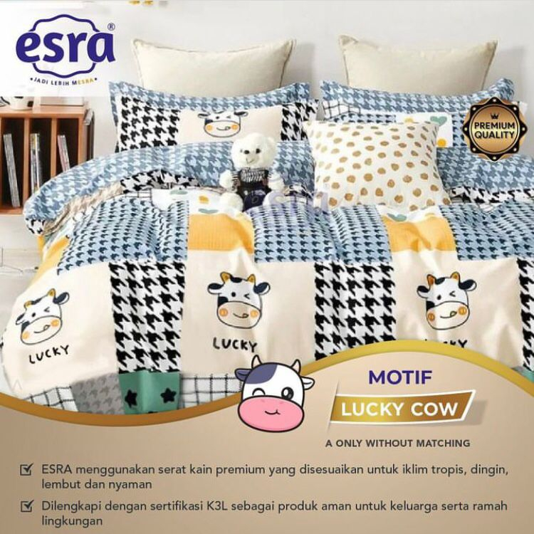Jual Bahan kain sprei meteran katun lokal CVC Esra motif hewan sapi ...