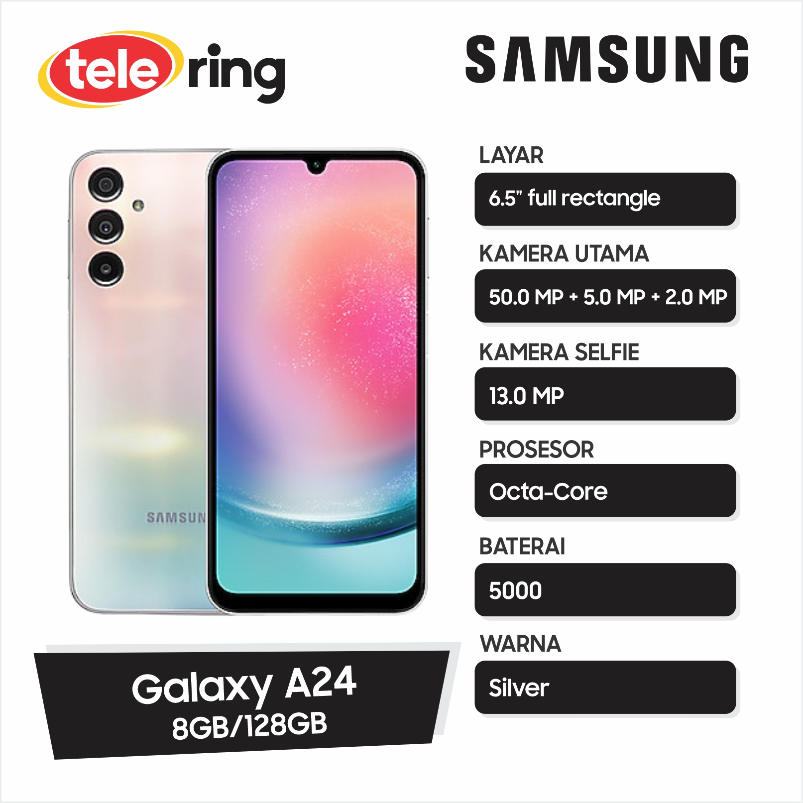 Jual Samsung Galaxy A24 8/128GB Silver | Shopee Indonesia