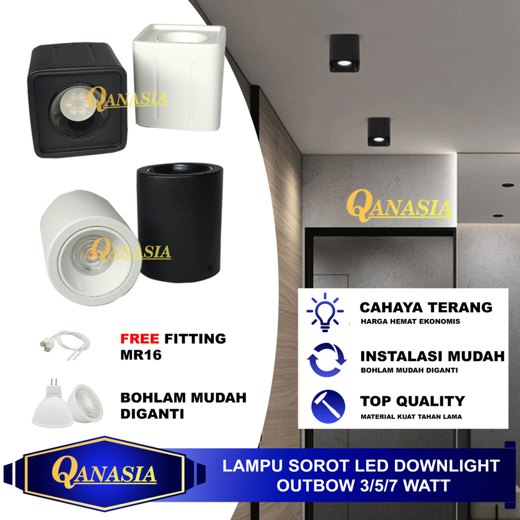 Jual Lampu Downlight Sorot Spotlight LED 3W 5W 7W Outbow Plafon 3/5/7 Watt 220V | Shopee Indonesia
