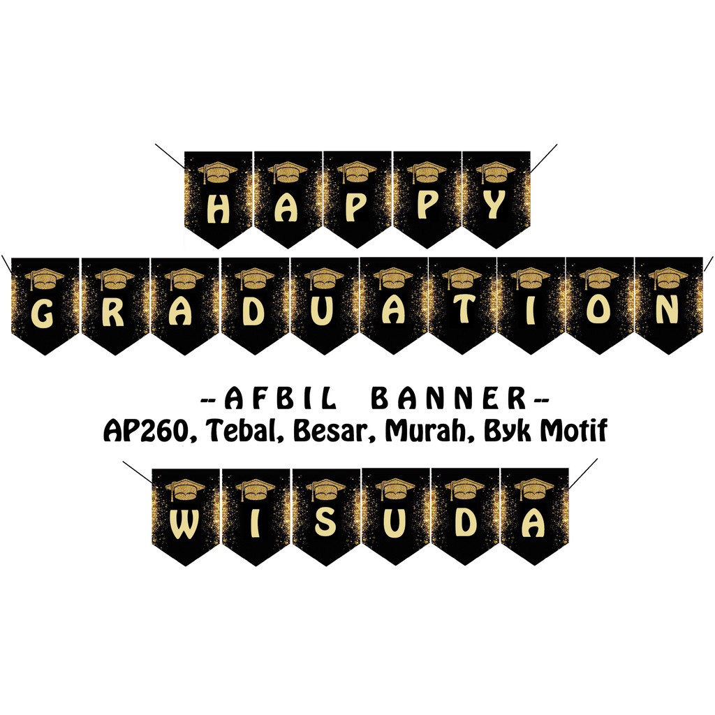 Jual Banner Tulisan Wisuda Happy Graduation / Dekorasi Hiasan Kelulusan ...