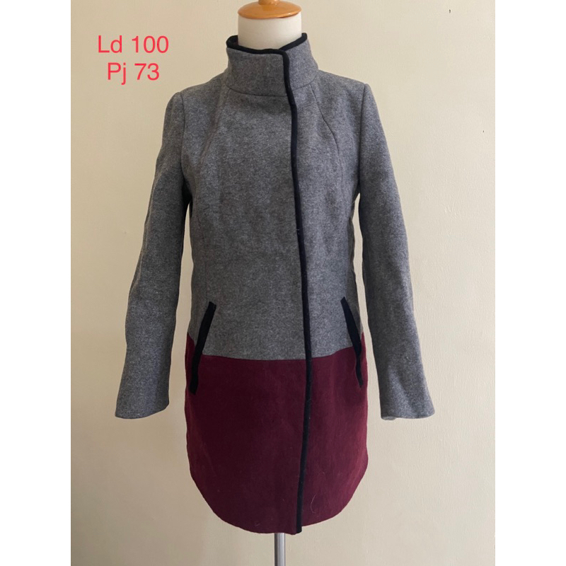 Jual Join us coat wool winter abu mix marun turtle neck coat | Shopee ...