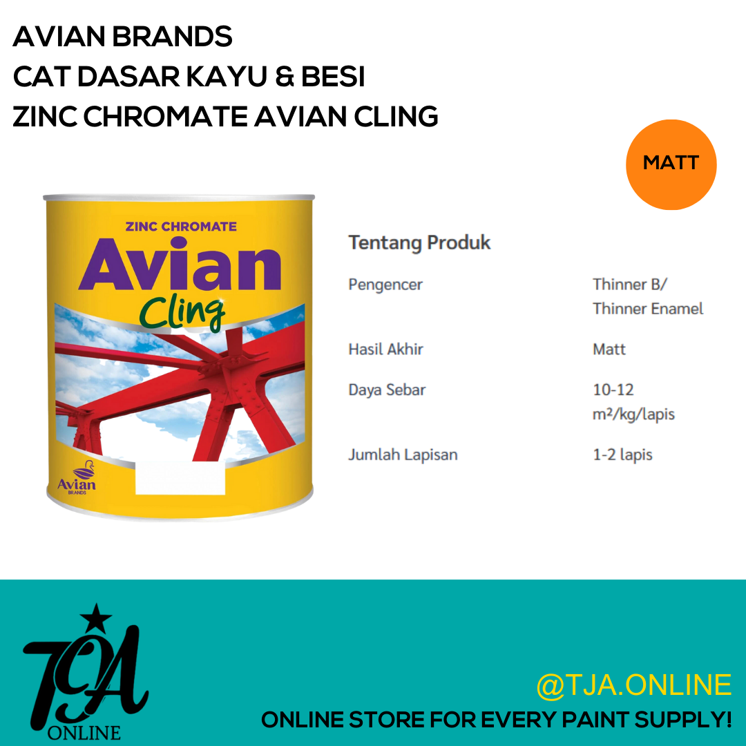 Jual ZINC CHROMATE PRIMER AVIAN CLING CAT DASAR ANTI KARAT BESI 1KG ...