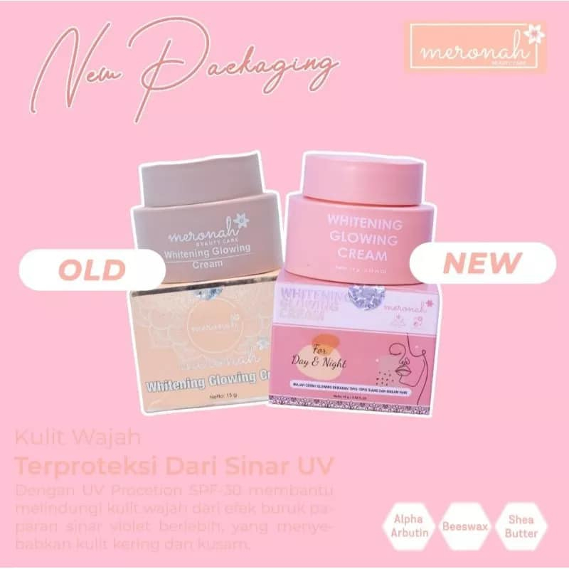 Jual Meronah whitening glowing cream 2in1 kemasan baru | Shopee Indonesia