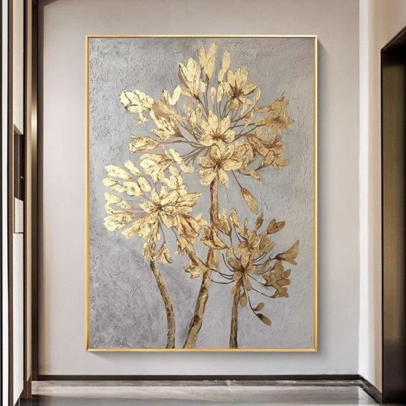 Jual Lukisan bunga gold modern art painting | Shopee Indonesia