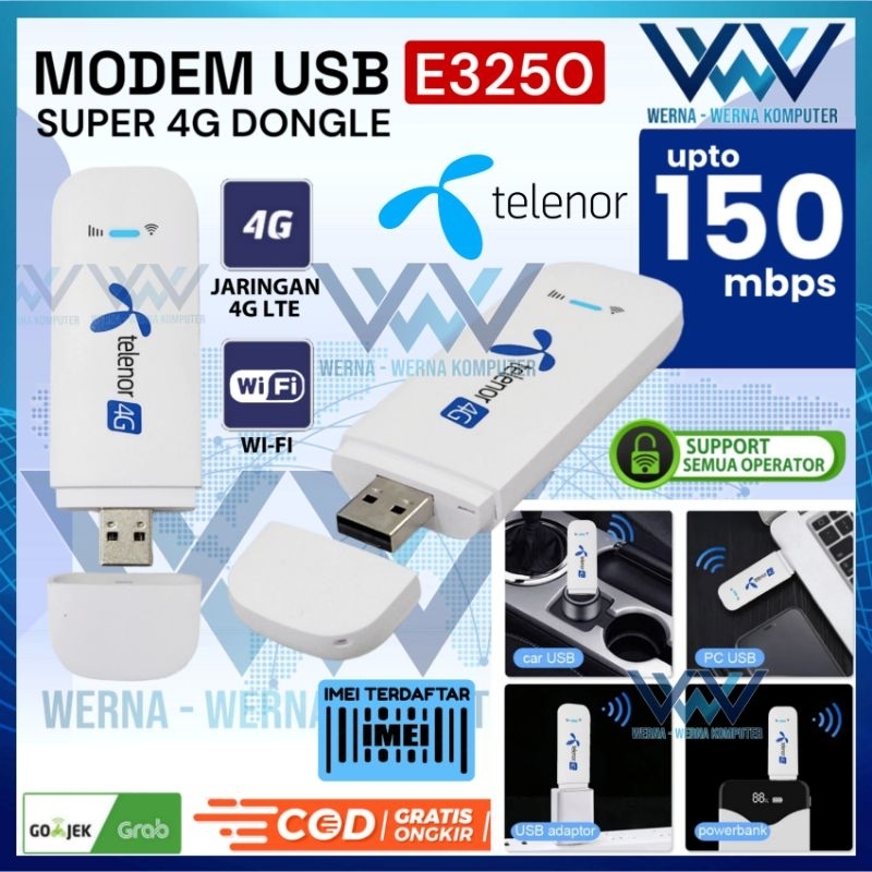 Jual 4G LTE USB MODEM E3250 Telenor Wireless WiFi 150 mbps Modem stick Portable | Shopee Indonesia