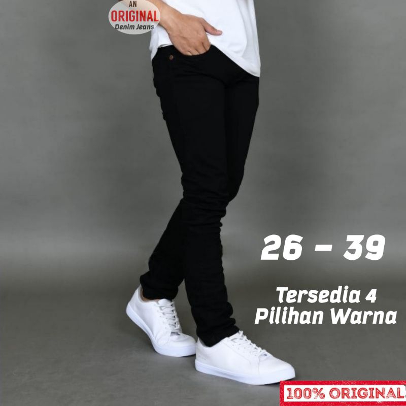 Jual Celana Jeans Hitam Pria Jeans Panjang Pensil Skinny Semi Slim Fit Cowok Cowo Pria Bahan ...