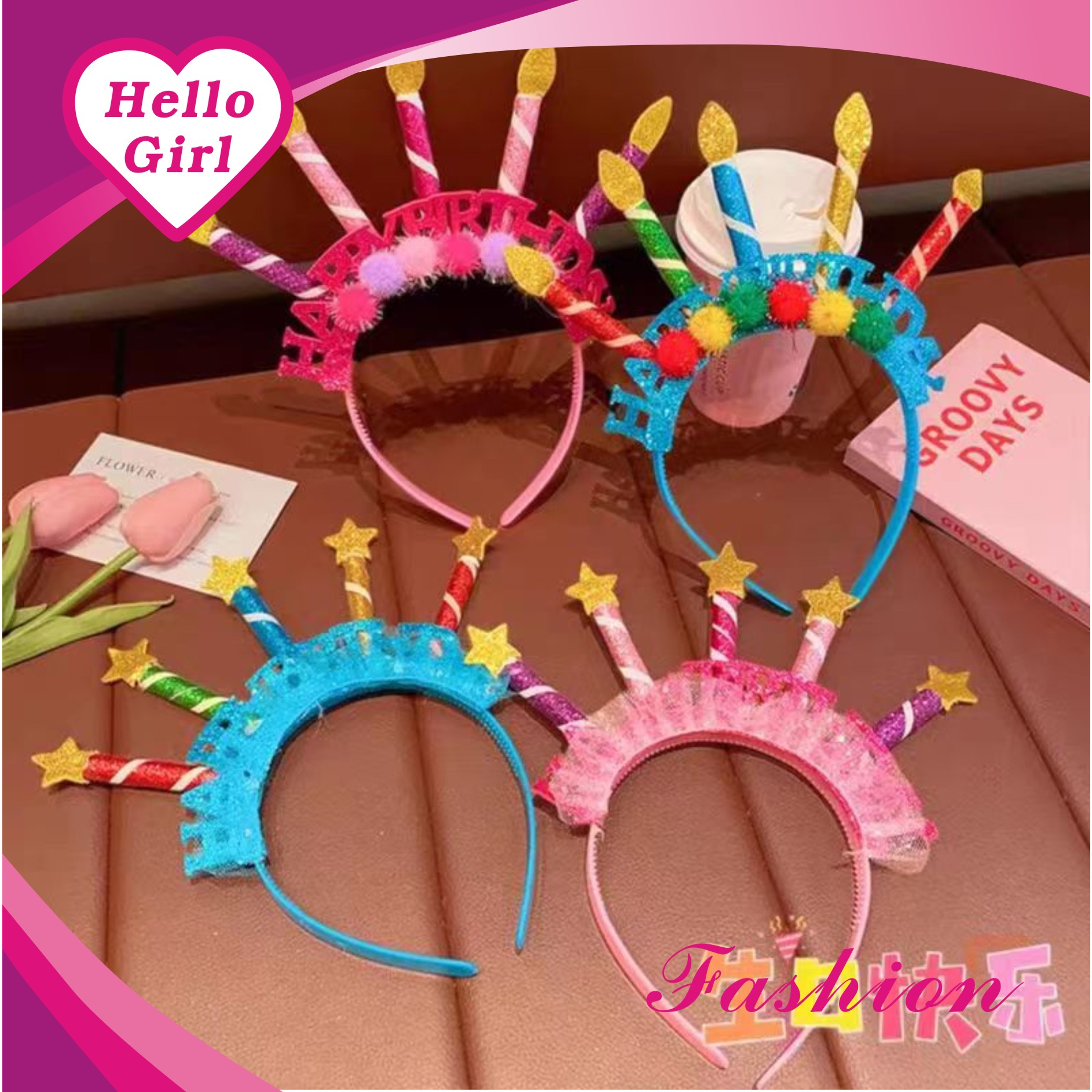 Jual (Hello Girl)B75 Bando Pesta Ulang Tahun Anak/Bando Tulisa Happy ...