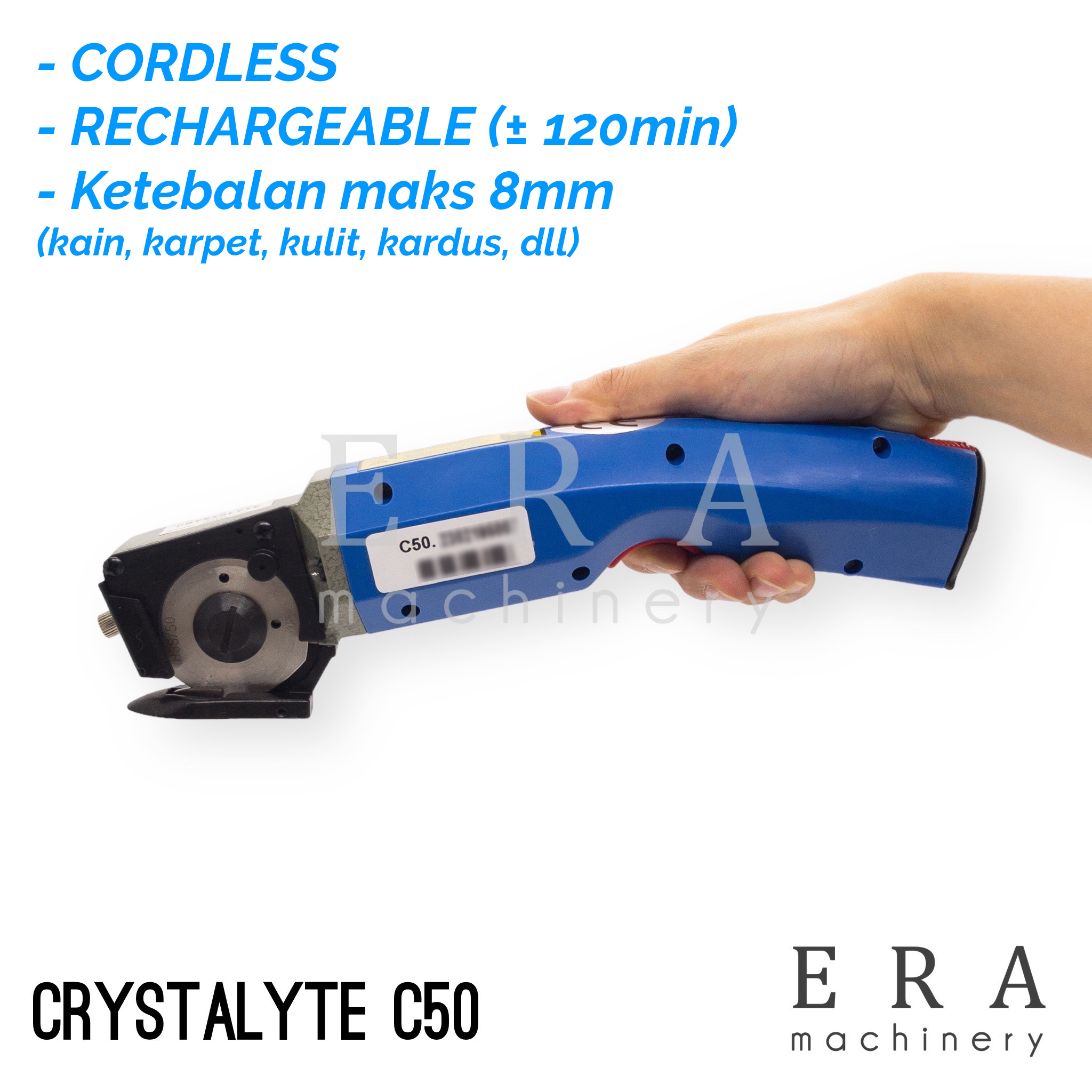 Jual Mesin Potong Kain Crystalyte YJ-C50 Rechargeable Round Knife Cloth ...