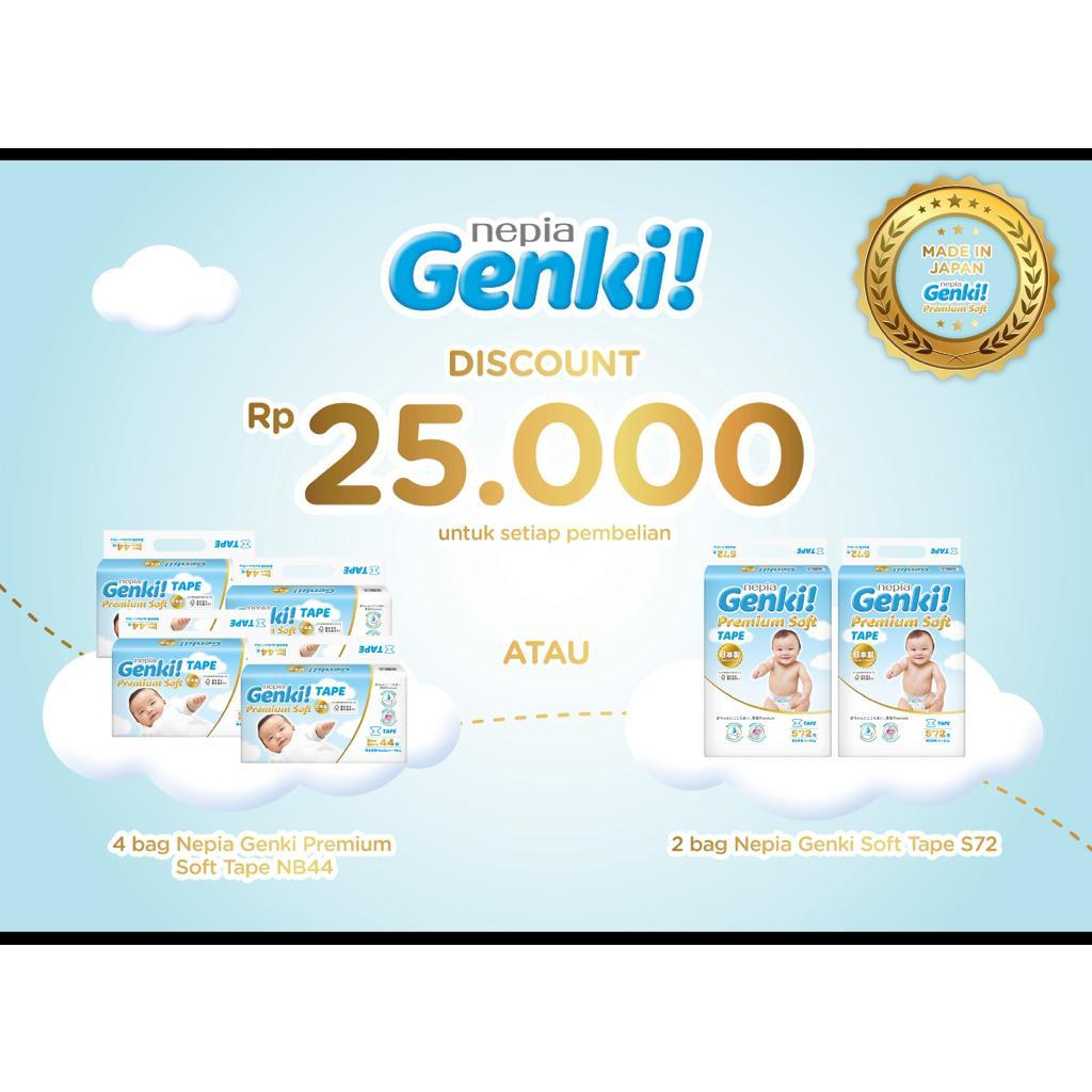 Jual NEPIA GENKI TAPE NB44 S72 M64 L54 XL44 NB 44 S 72 M 64 L 54 XL 44 | Shopee Indonesia