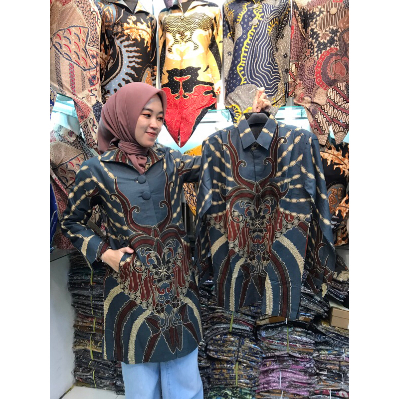 Jual Batik tunik couple solo premium full lapisan furing trikod ...