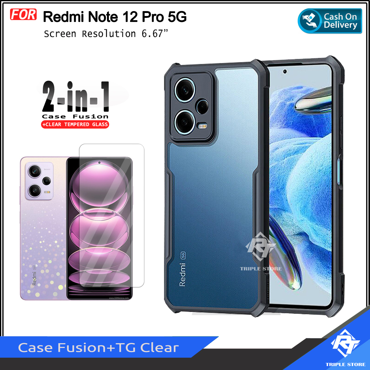Jual PAKET HEBAT 2in1 Case Xiaomi Redmi Note 12 4G Note 12 Pro 4G 5G ...