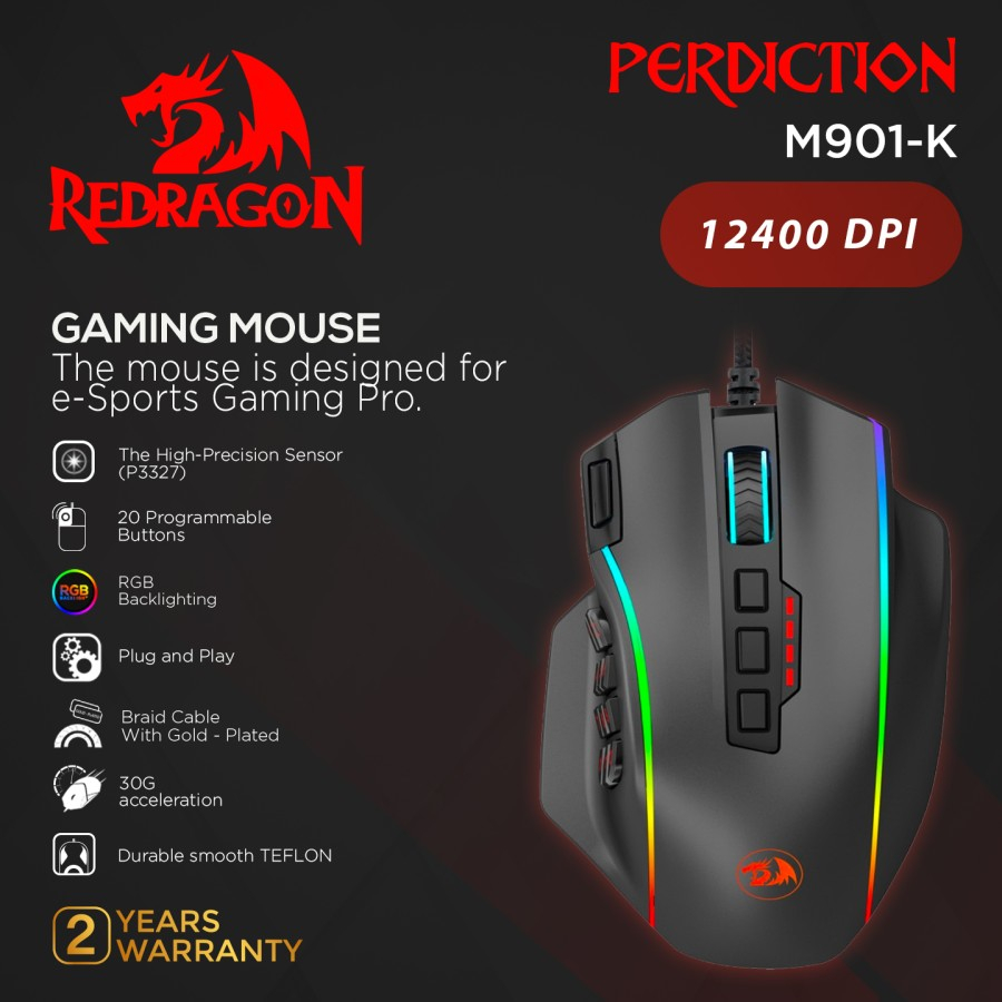 Jual Redragon Gaming Mouse RGB PERDICTION - M901-K2 | Shopee Indonesia