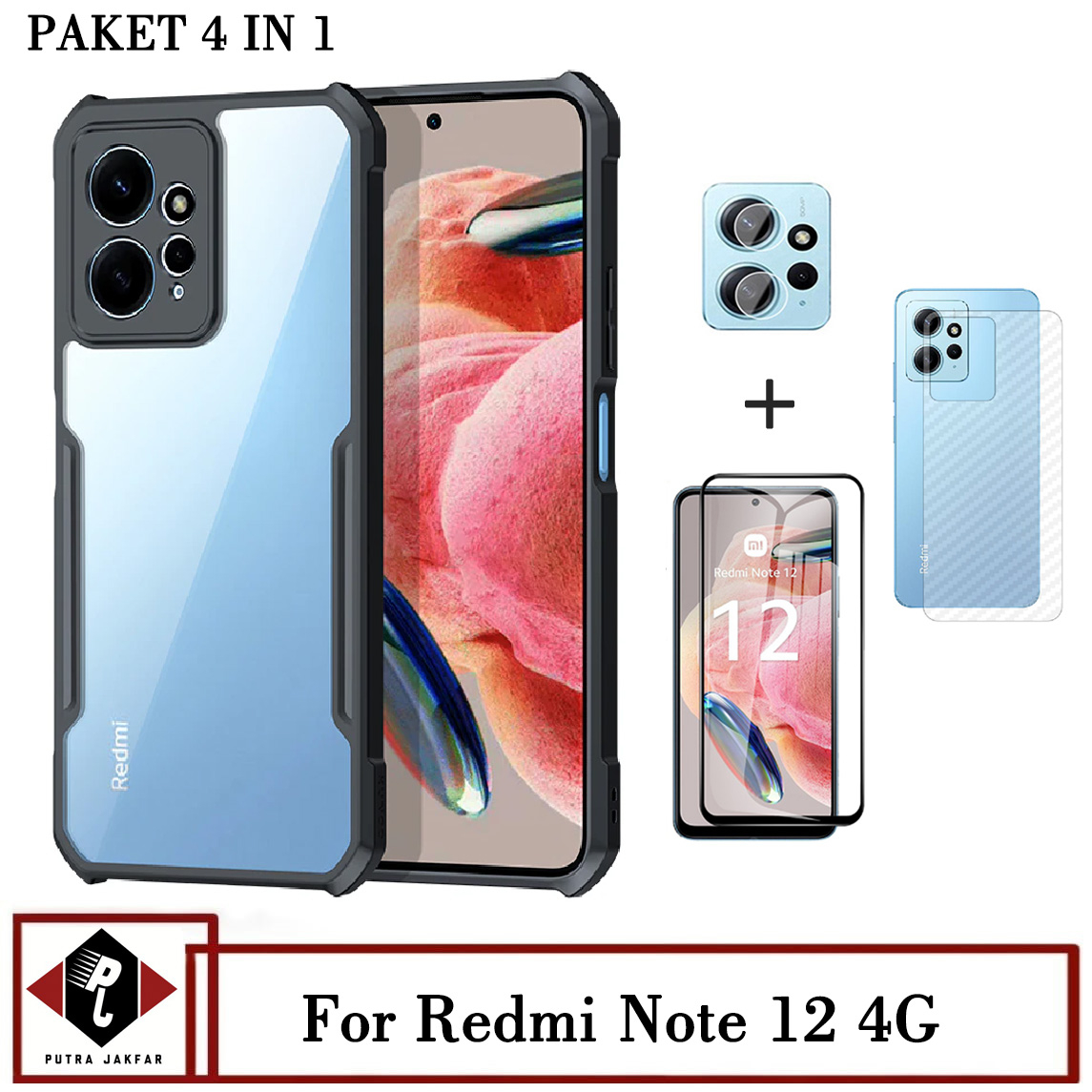 Jual Case Transparan Redmi Note 12 4G Paket 4in1 Free Tempered Glass ...