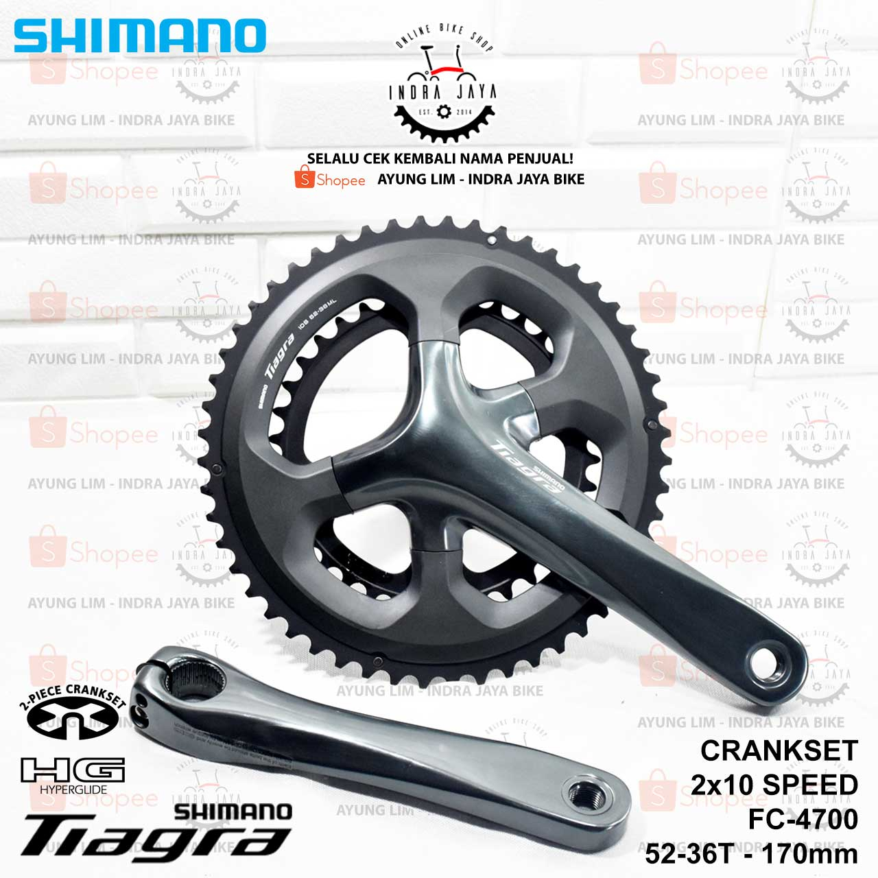 Jual Shimano Tiagra FC4700 Chainset -HollowTech II -TIDAK BERIKUT BB ...