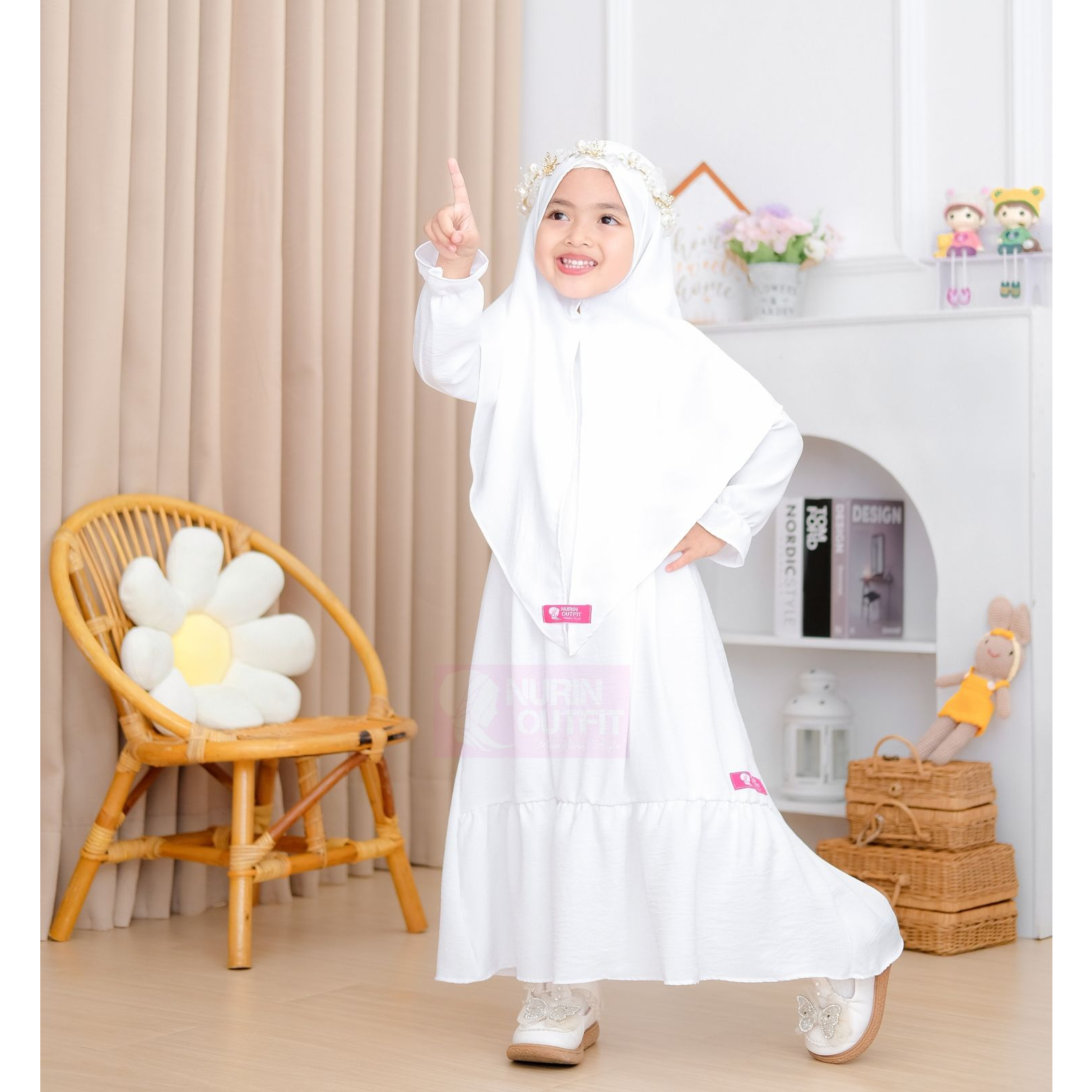 Jual Yasmin Kids Gamis Putih Anak Crinkle Airflow Premium Gamis Putih ...