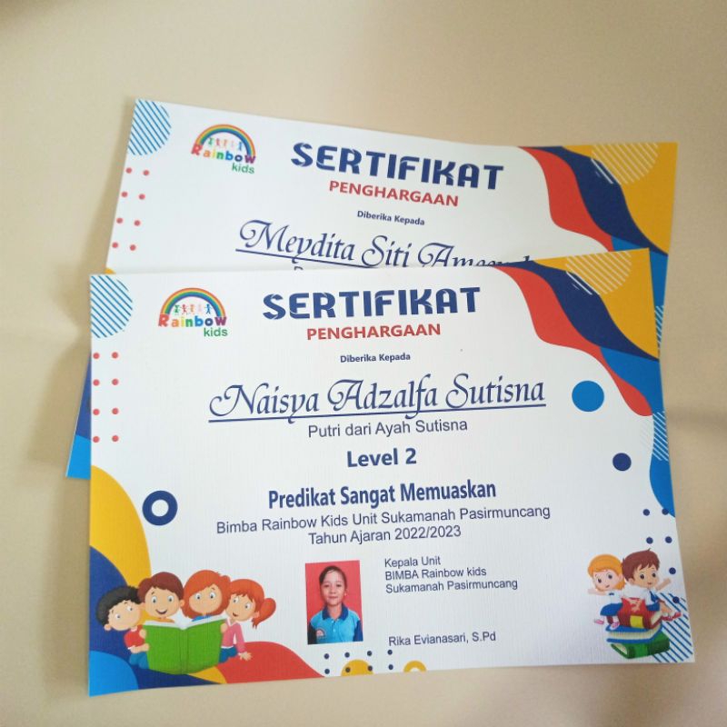 Jual Cetak Piagam penghargaan lomba prestasi sekolah dan lembaga Paud ...