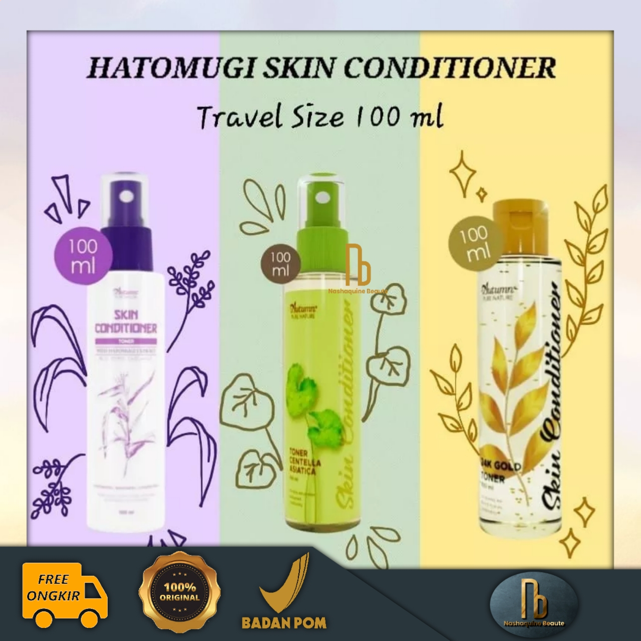 Jual AUTUMN Skin Conditioner 100ml with Hatumogi Centella 24k Gold ...