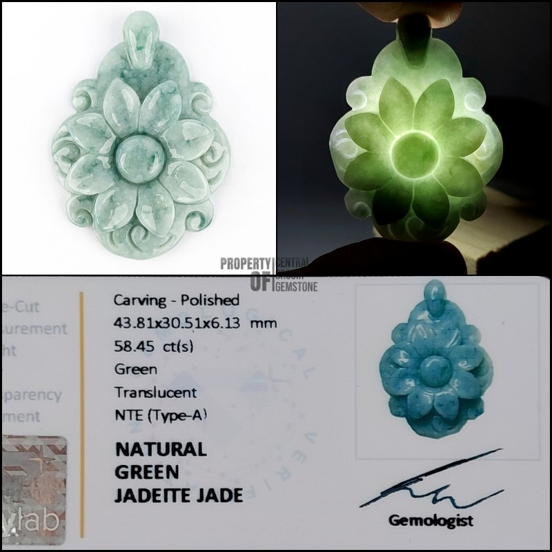 Jual Kalung Liontin Wanita Batu Giok Natural Jadeite Jade Carving Bunga ...