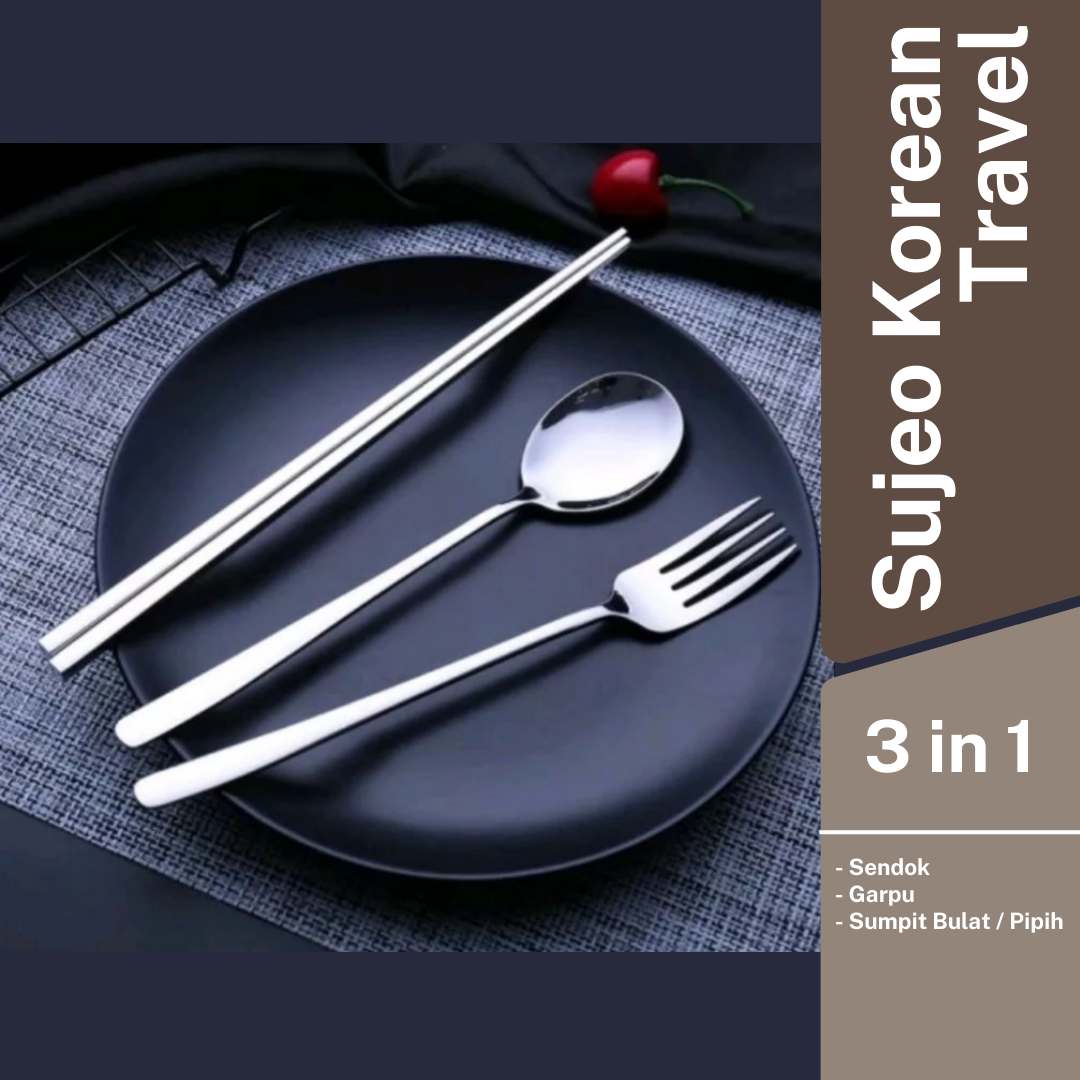 Jual 3in1 Paket Sendok Korea Tebal / Sujeo Korean Travel Stainless ...