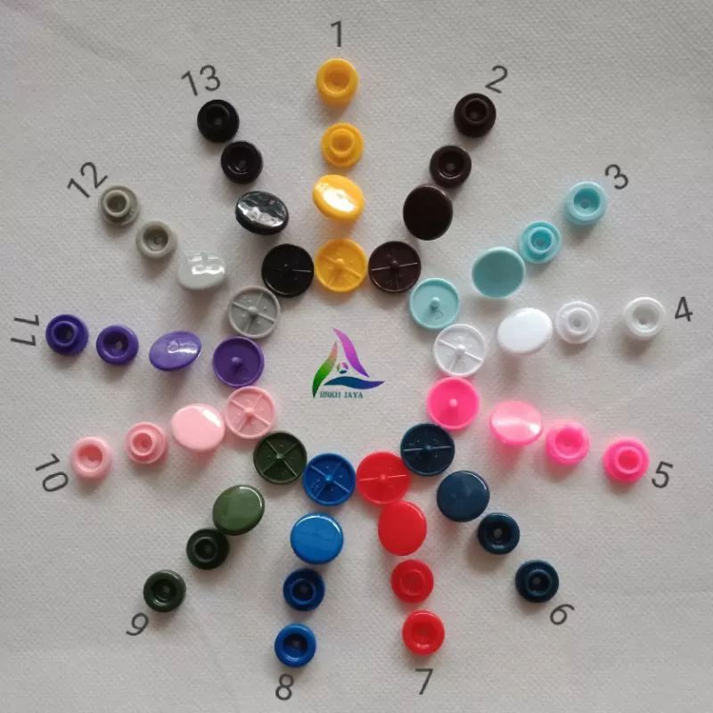 Jual GROSIR Kancing Knop Jaket Plastik Warna warni (Snap Button Merah ...