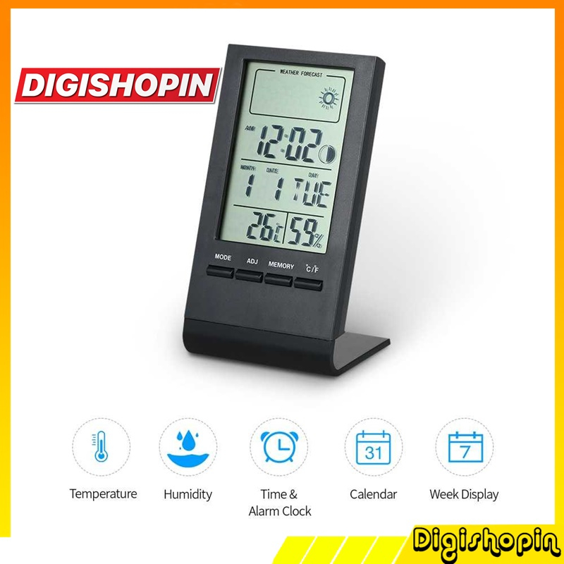 Jual KKMOON Jam Meja Digital Dengan Thermometer Hygrometer Weather ...