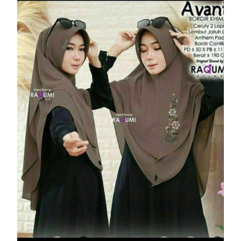 Jual (COD) Khimar 2 Layer Ceruty Premium Hijab Bordir Bunga Melati ...