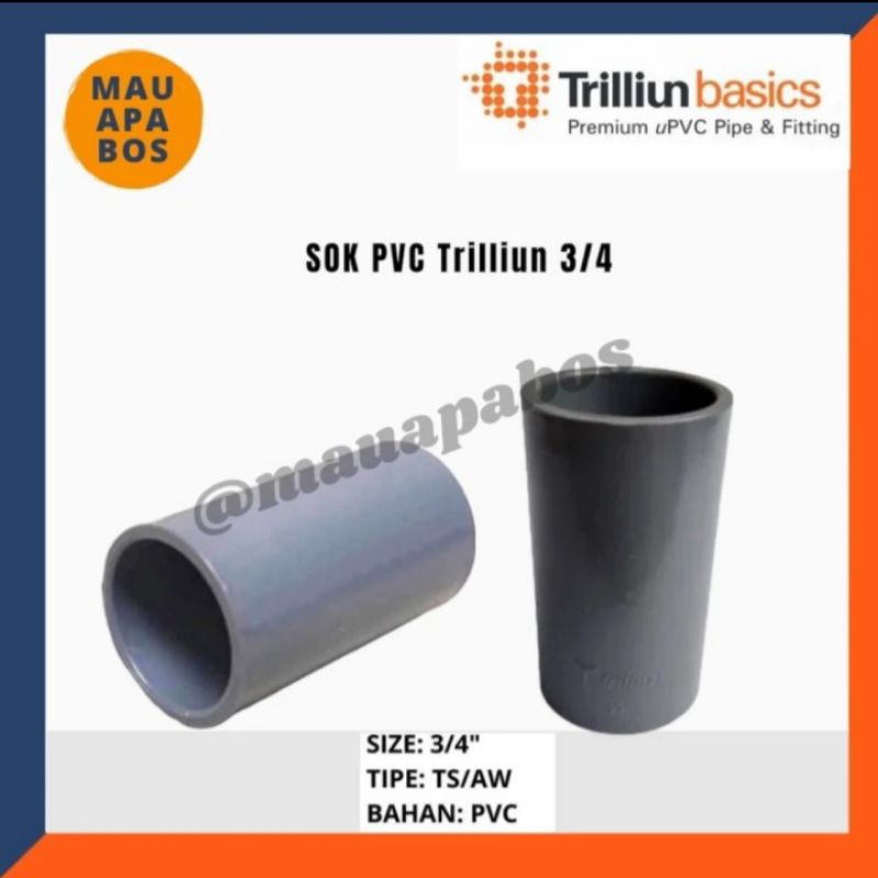 Jual Socket PVC AW 3/4 inch Trilliun Sok Sock Sambungan pipa lurus ...