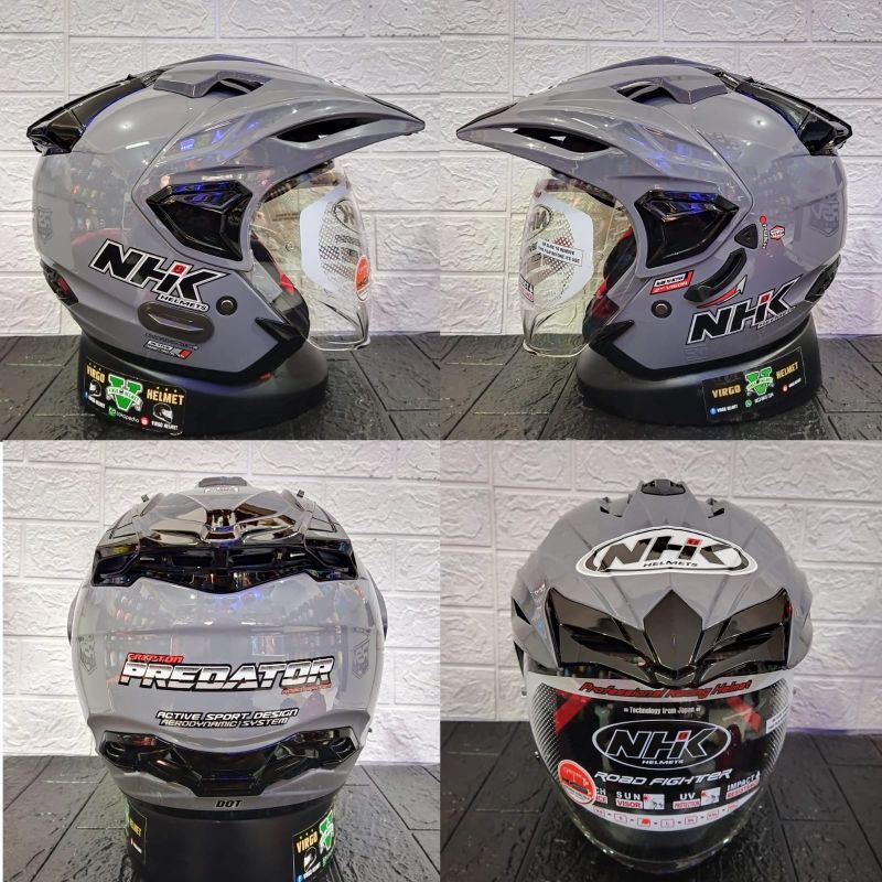 Jual HELM NHK PREDATOR SOLID GREY GLOSSY | Shopee Indonesia
