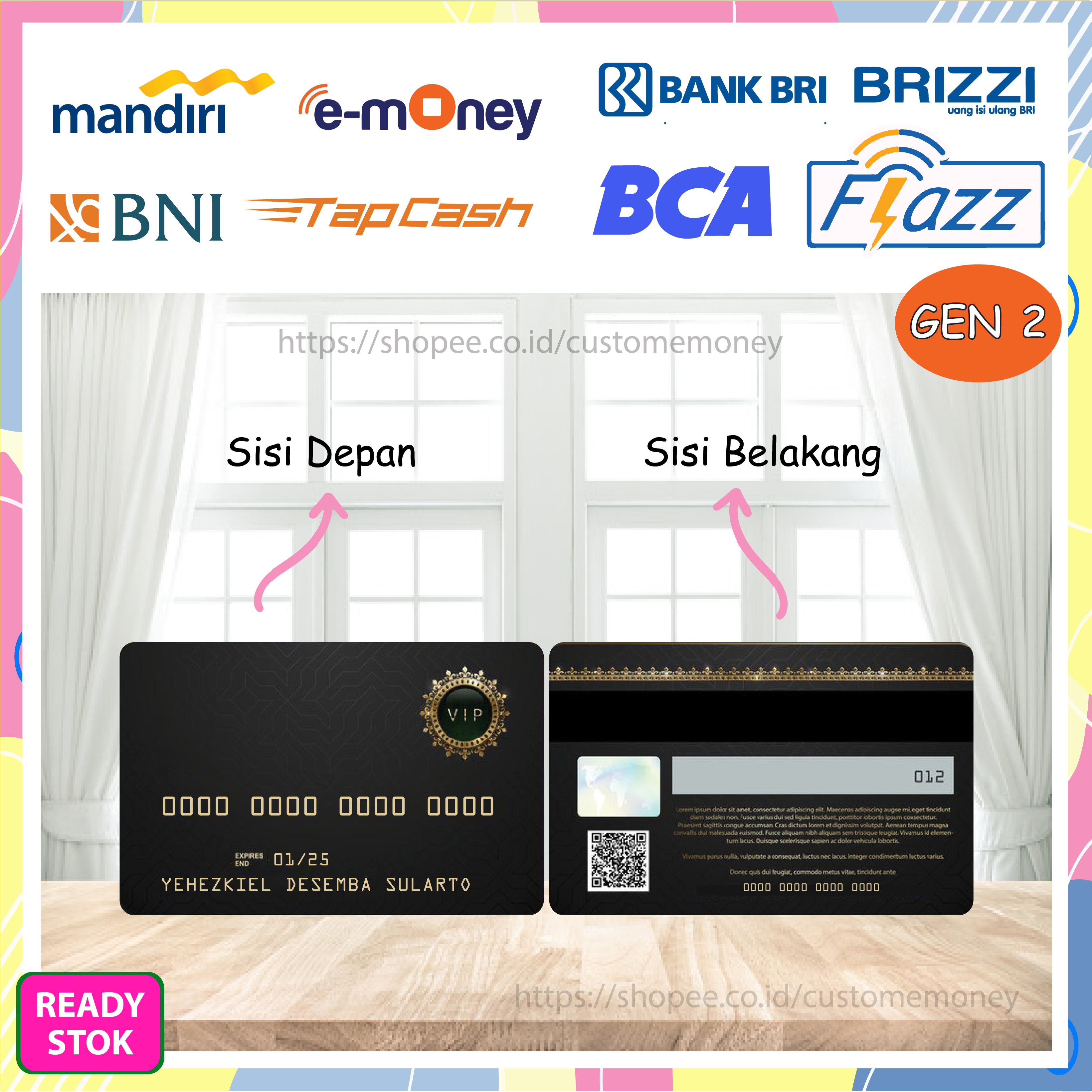 Jual KARTU EMONEY DESIGN KARTU VIP CARD ETOLL E-MONEY MANDIRI FLAZZ GEN ...