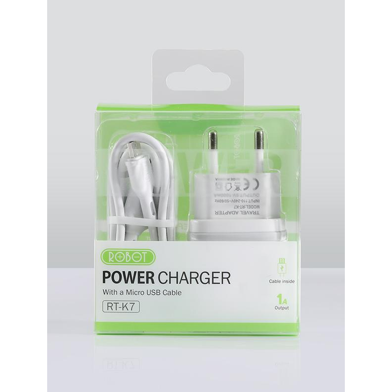 Jual Charger ROBOT RT-K7 with micro usb cable 1m | Shopee Indonesia