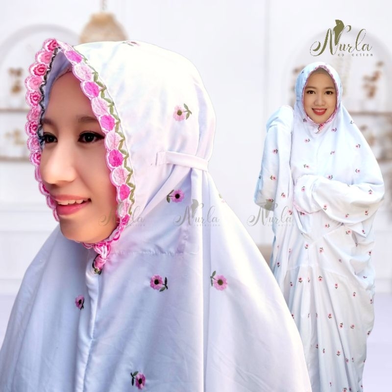 Jual Mukena Terusan JUMBO Seribu Bunga Mawar Pet Bordir Komputer ...