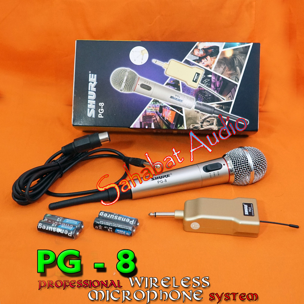 Jual Mic Wireless & Kabel PG - 8 / Microphone Wireless PG 8 / Mic Kabel ...