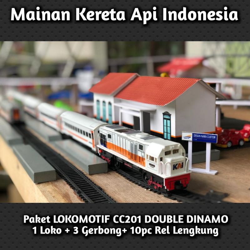 Jual Mainan Kereta Api Indonesia PAKET Lengkap LOKOMOTIF CC201 Double Dinamo | Shopee Indonesia