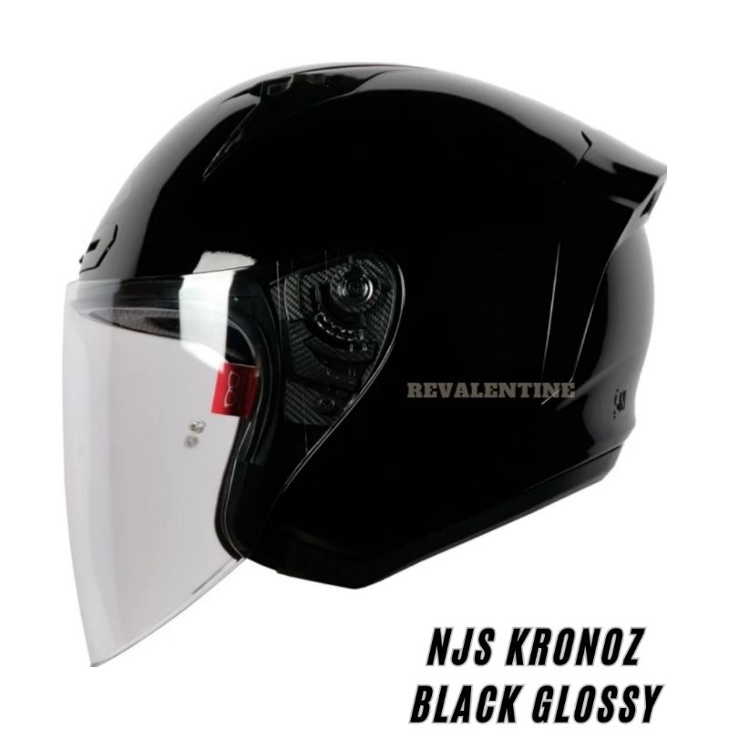 Jual NJS KRONOZ BLACK SOLID | Helm Half Face Kronoz hitam polos glossy ...