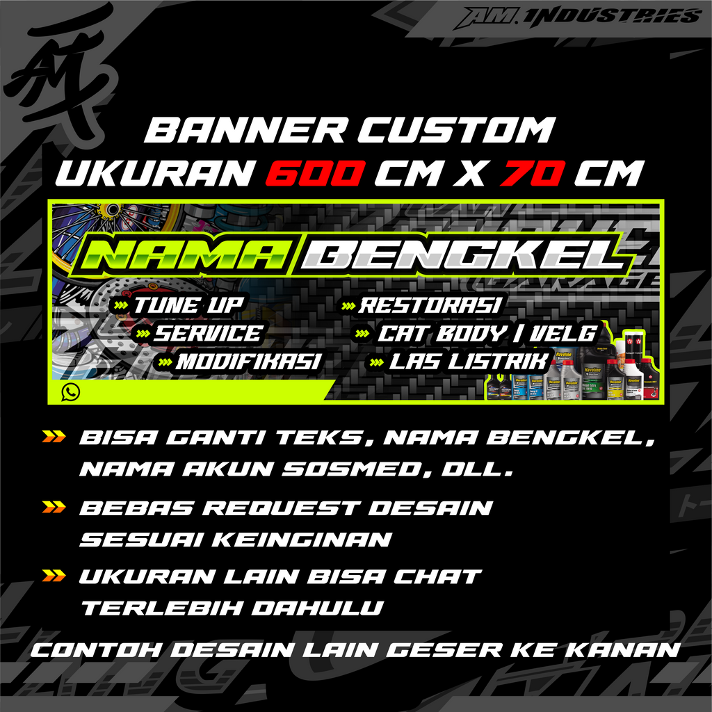 Jual (FREE DESAIN) Banner / Spanduk bengkel Custom Ukuran 600 x 100 ...