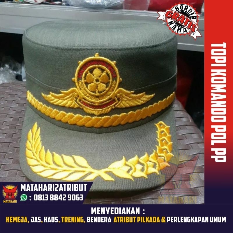 Jual topi komando pol pp wing free nama | Shopee Indonesia