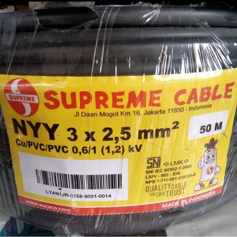Jual Kabel supreme 3x2,5mm NYY hitam kawat 50M | Shopee Indonesia