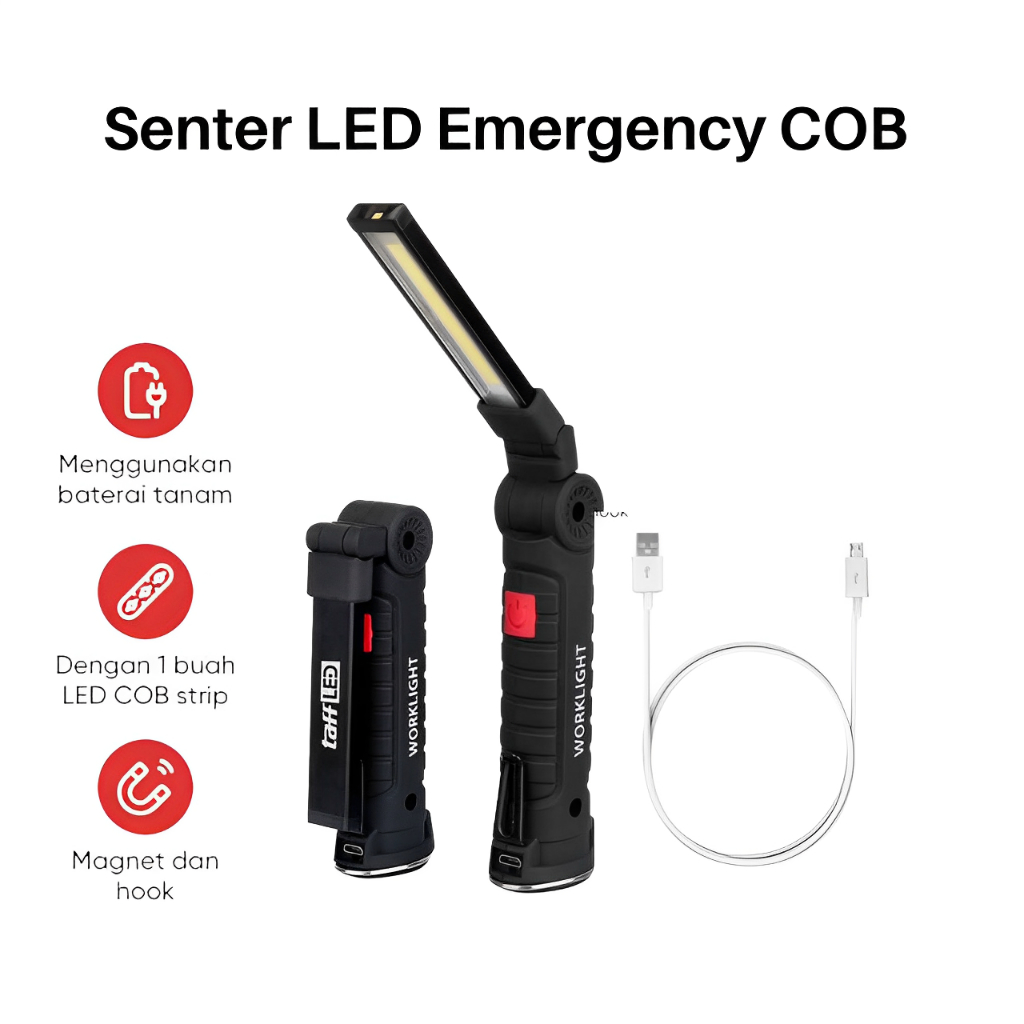 Jual Lampu Senter Led Charger Camping Emergency Cob Magnet USB TAFFLED ...