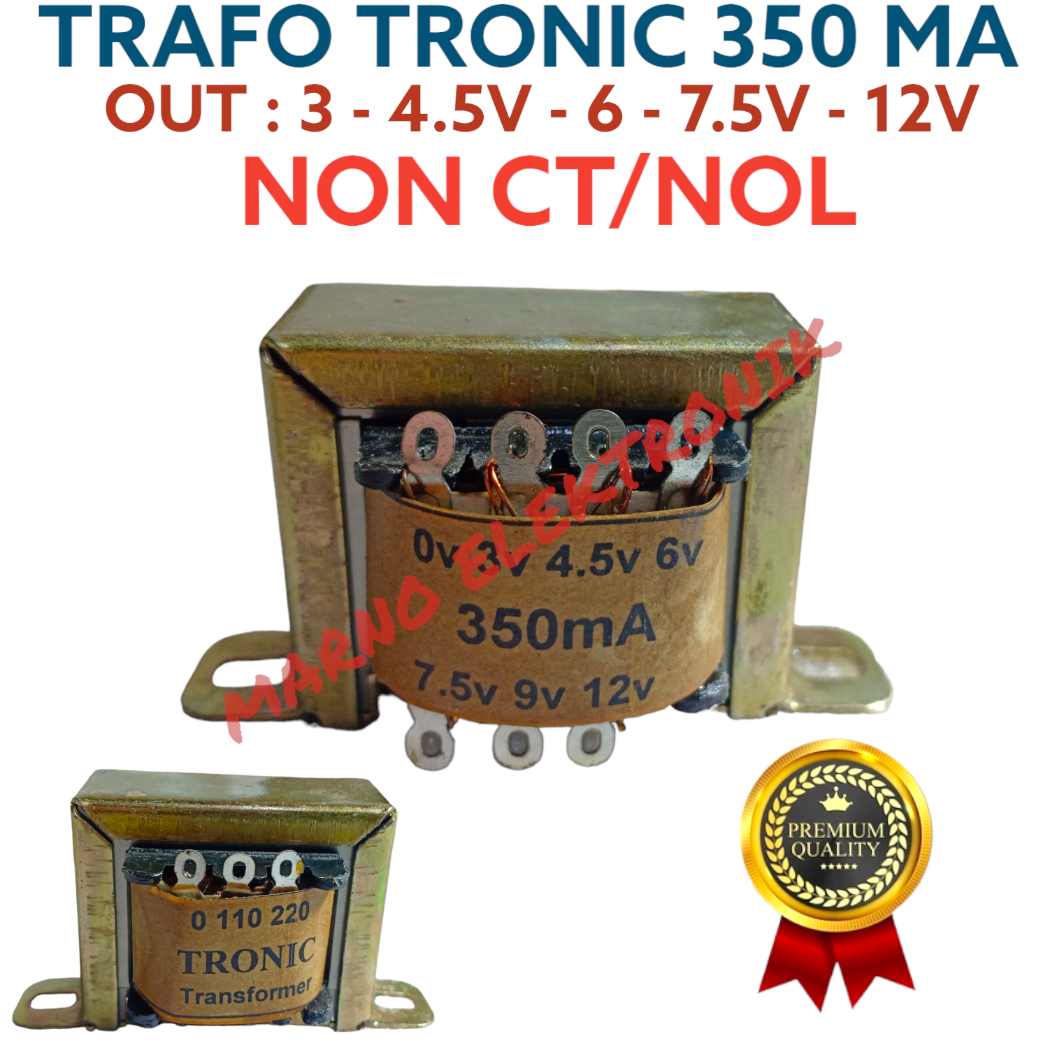 Jual TRAFO TRONIC 350MA NOL 350 MA 0V 3V 4.5V 6V 7.5V 12V TRAVO TRAPO ...